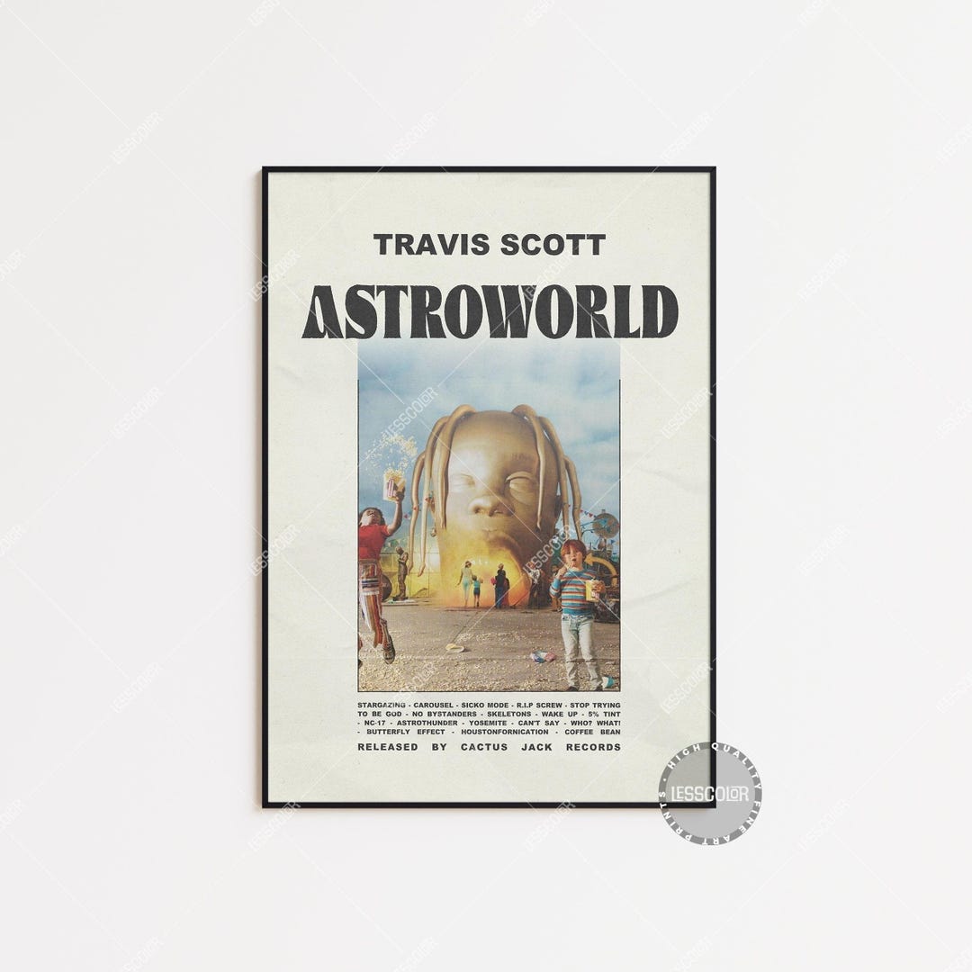 Travis Scott Poster Astroworld Poster Tracklist Album Cover Poster ...