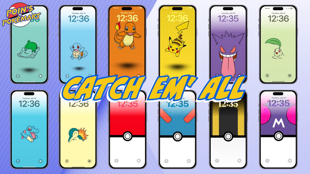 Pokemon Phone Wallpaper Bundle of 12, iPhone Wallpaper Minimalist ...
