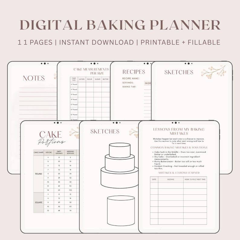 Digital Baking Planner | Interactive Cake Business Organiser | Monthly ...
