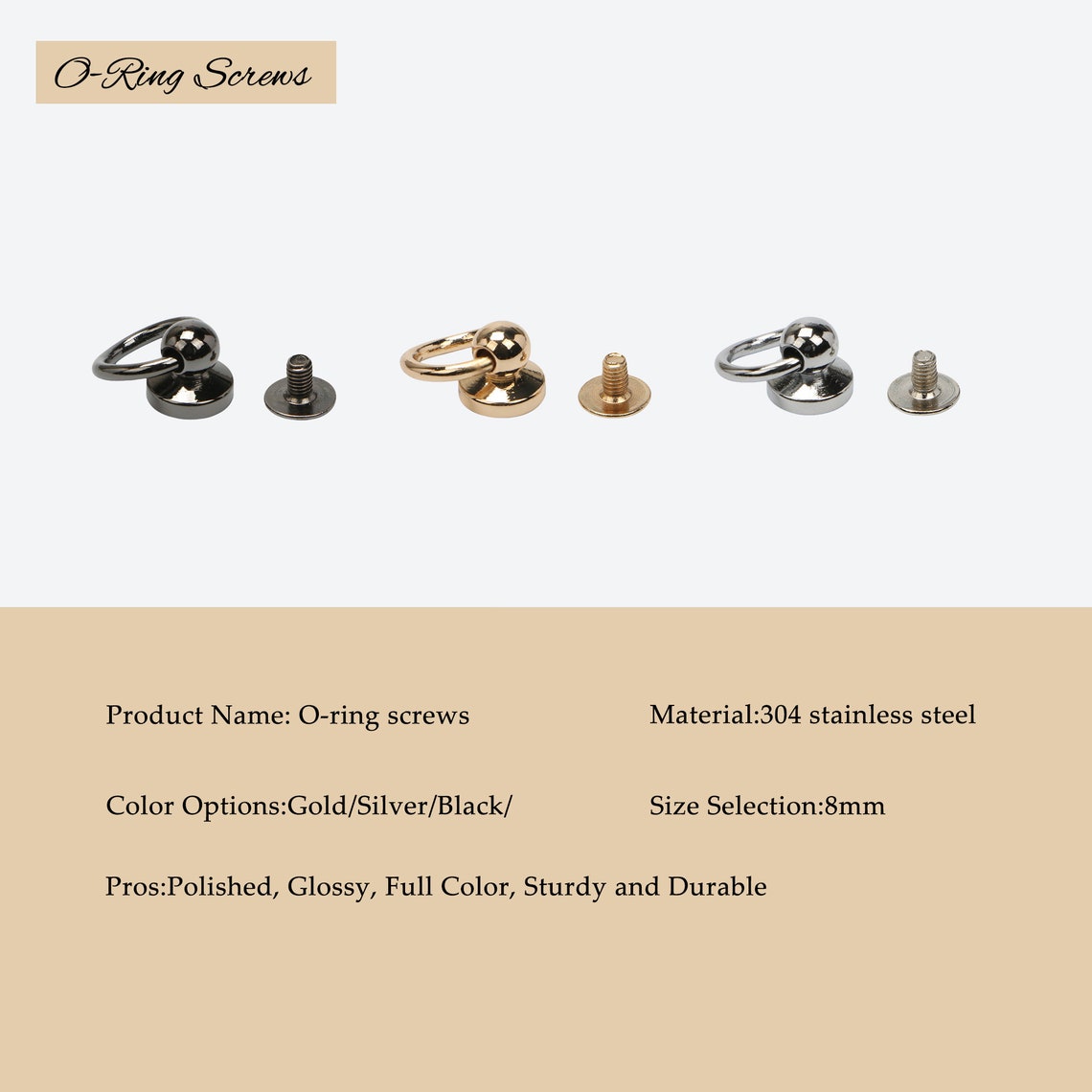 Pull Loop With Stud, 20set Metal Chain Screw Connector Back, Round ...