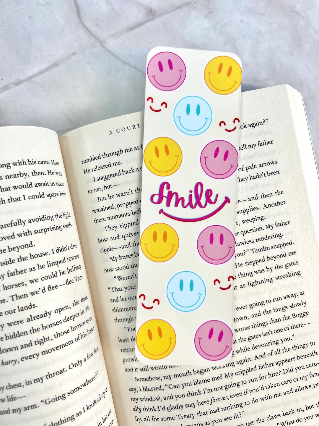 Smile Laminated Bookmark, Smiling Face, Bookish Merch, Aesthetic ...