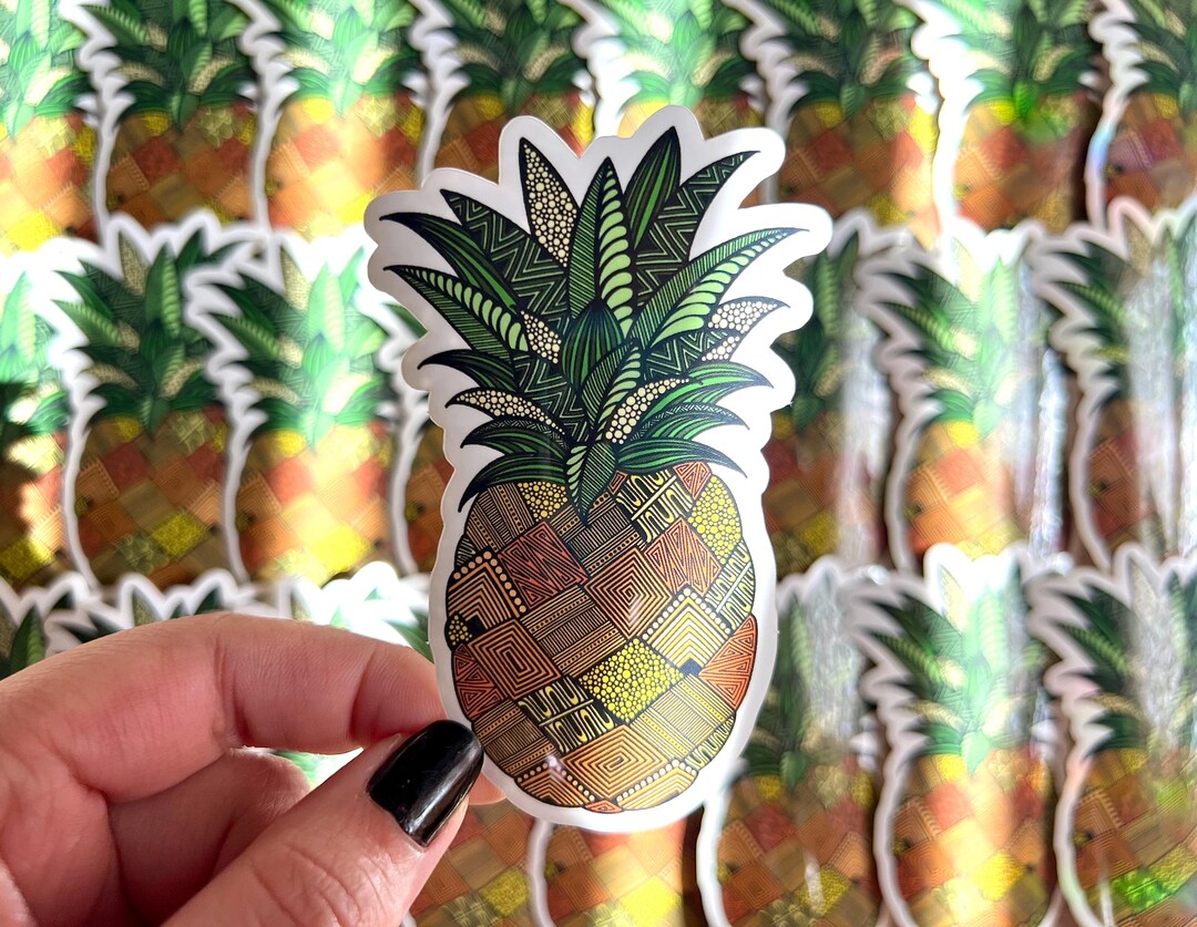 Hand-drawn Pineapple Vinyl Sticker: Weatherproof Die-cut Decal - Etsy