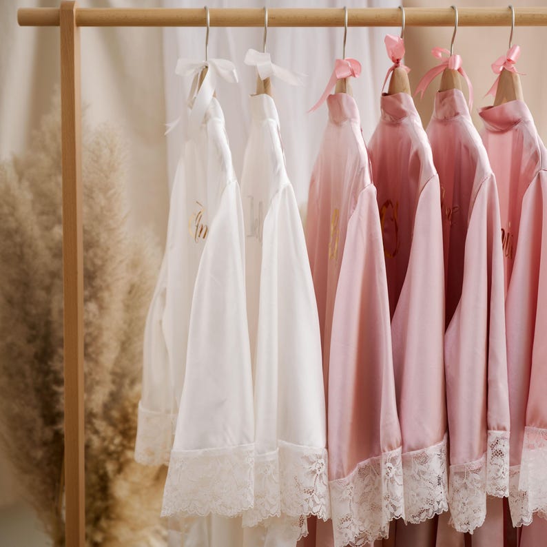 Bridesmaid Robes, Silk Lace Robe, Maid of Honour Gifts, Bridal Party ...