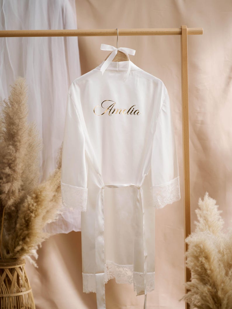 Bridesmaid Robes, Silk Lace Robe, Maid of Honour Gifts, Bridal Party ...