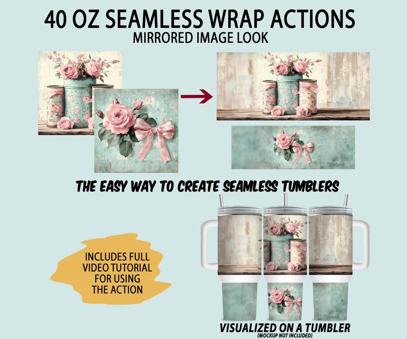 Photoshop Actions for Creating 40 Oz Seamless Wraps With TWO Images for ...