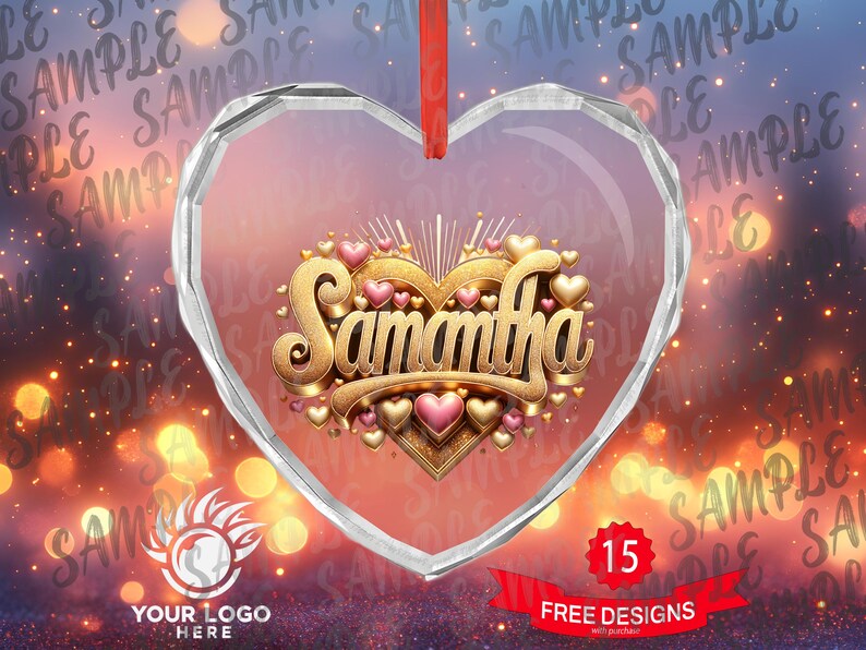 BUNDLE Crystal Glass Heart Ornament Mockups, Photoshop Photopea ...