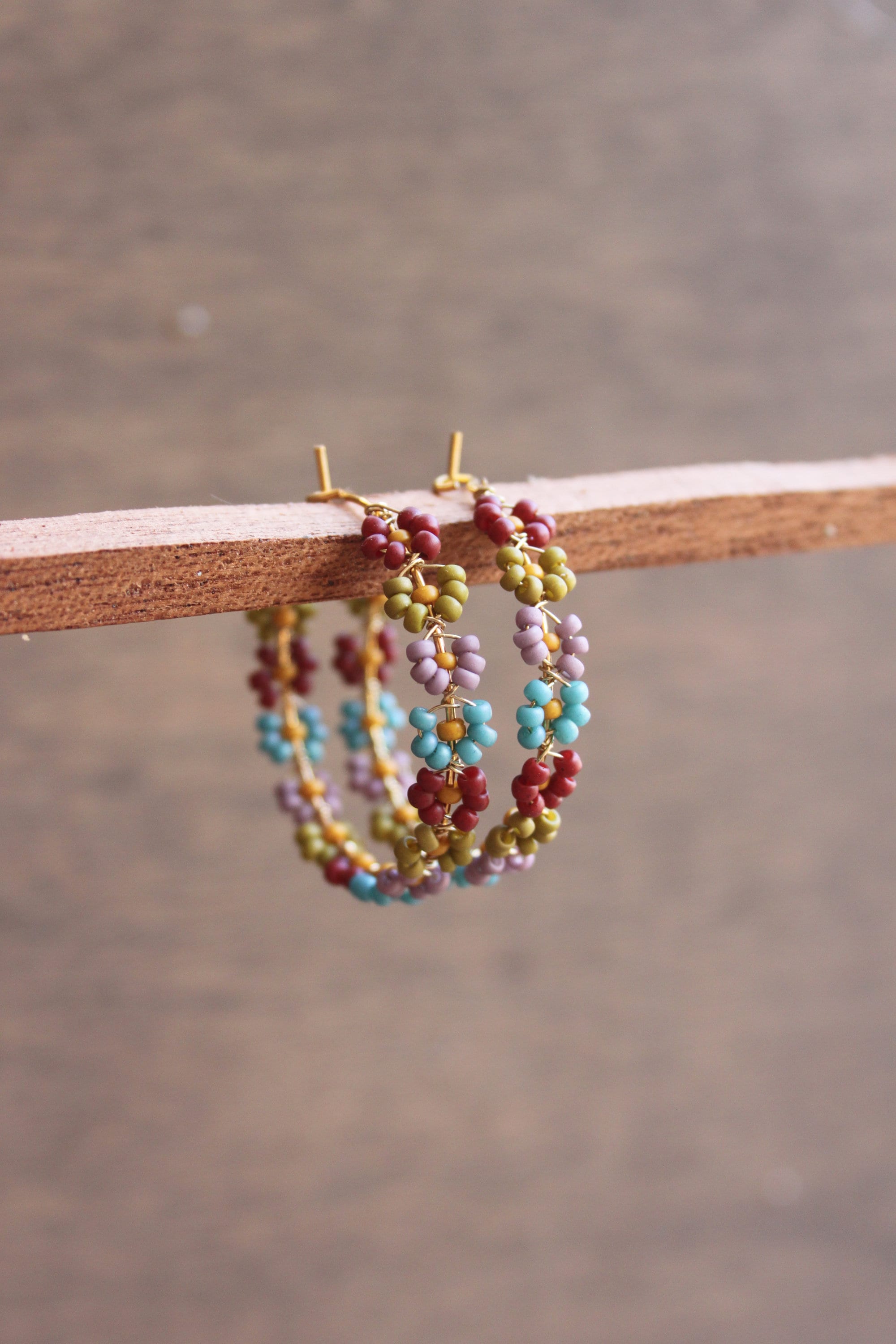 Woven Seed Bead Hoops Flower Hoops 90's Style Jewelry - Etsy Canada