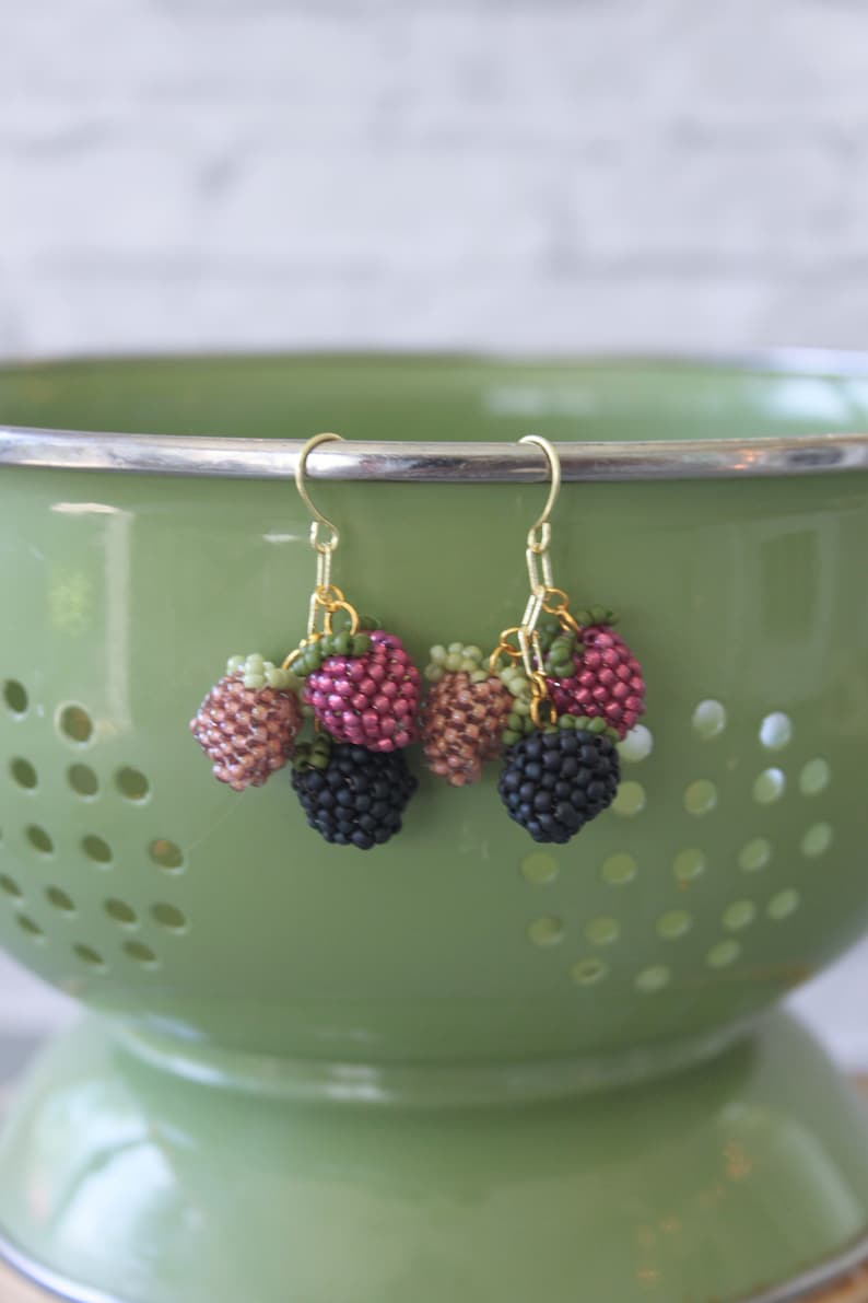 Hand Woven Berry Earrings, Japanese Seed Bead Dangles - Etsy