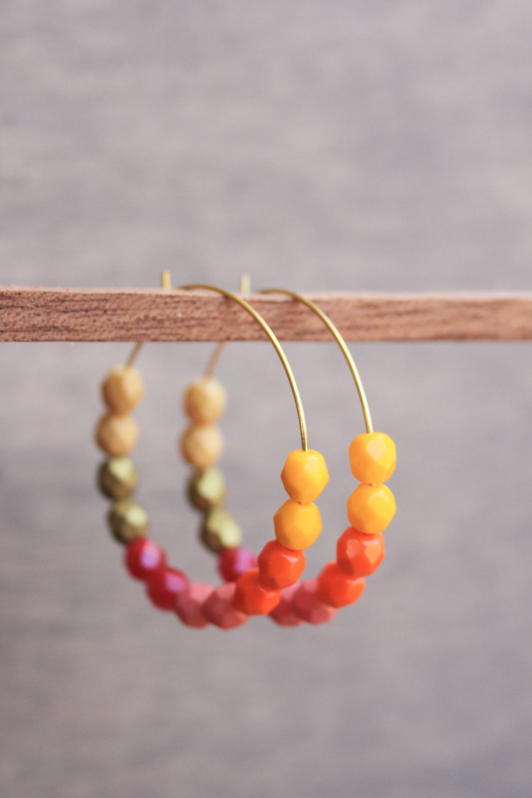 Earrings, Boho Hoops, Trendy Jewelry, Boho Jewelry, Beaded Hoops, Hoop ...