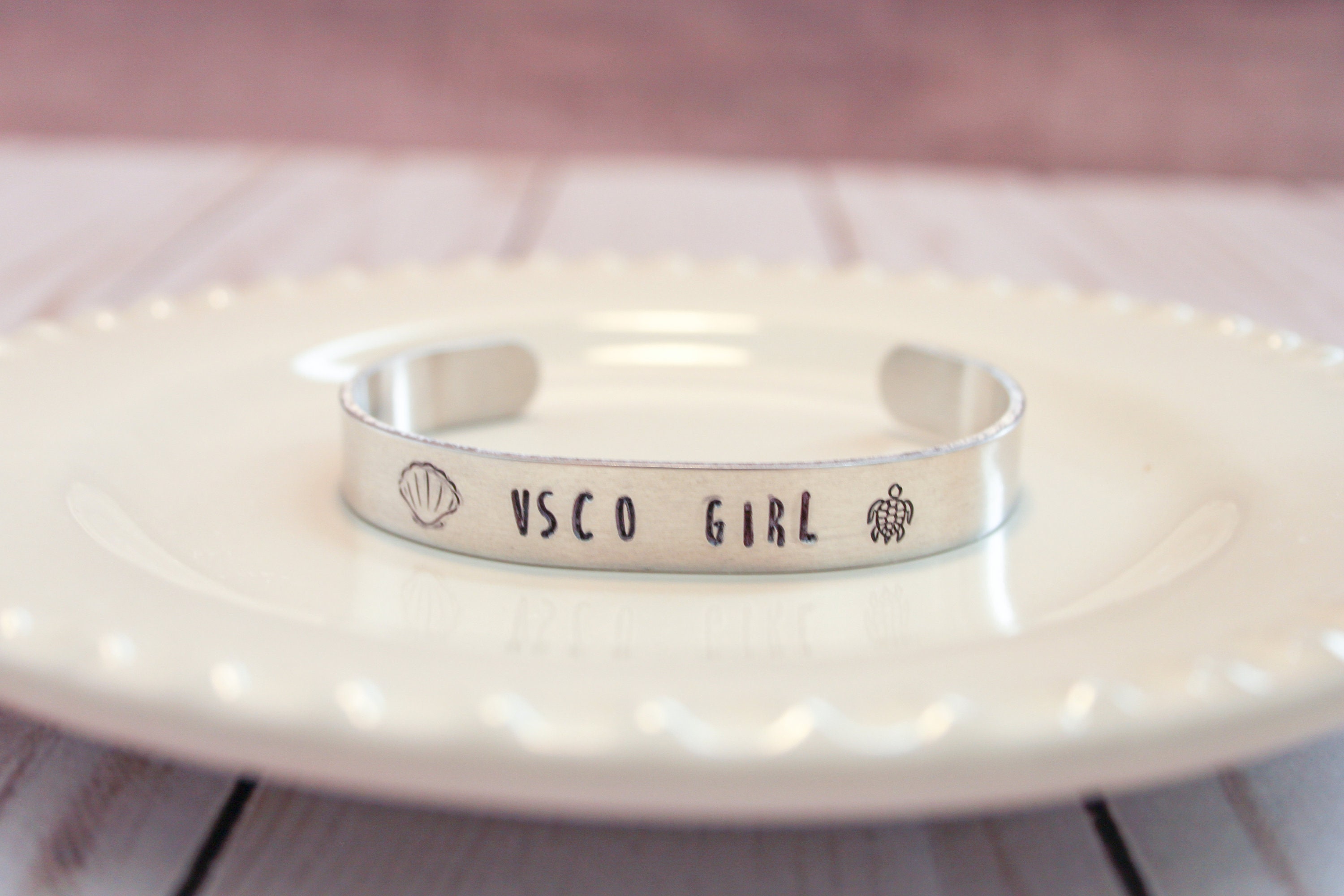 VSCO Girl VSCO jewelry Stamped Cuff Gift for Teen Stocking | Etsy