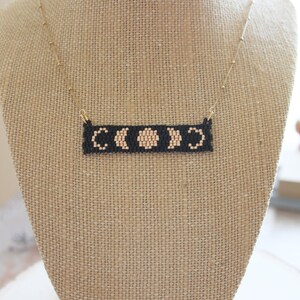 Hand Woven Seed Bead Necklace, Moon Phase Necklace, Lunar Jewelry, Moon ...