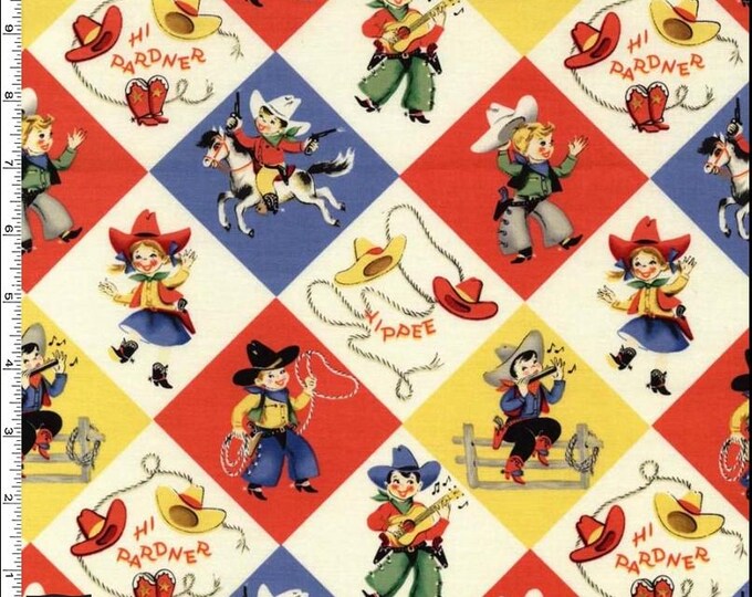Last Piece FABRIC YIPPEE Rootin Tootin Cowboys and Cowgirls - Etsy