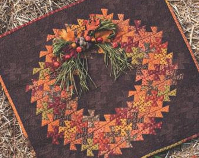 PATTERN TWISTER HARVEST Pinwheel Fall Autumn Wreath Quilt Wall Hanging ...