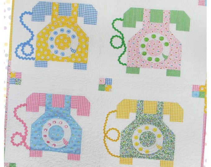 PATTERN PARTY LINE Old Time Telephone Quilt Throw 30 X 30 We Combine ...
