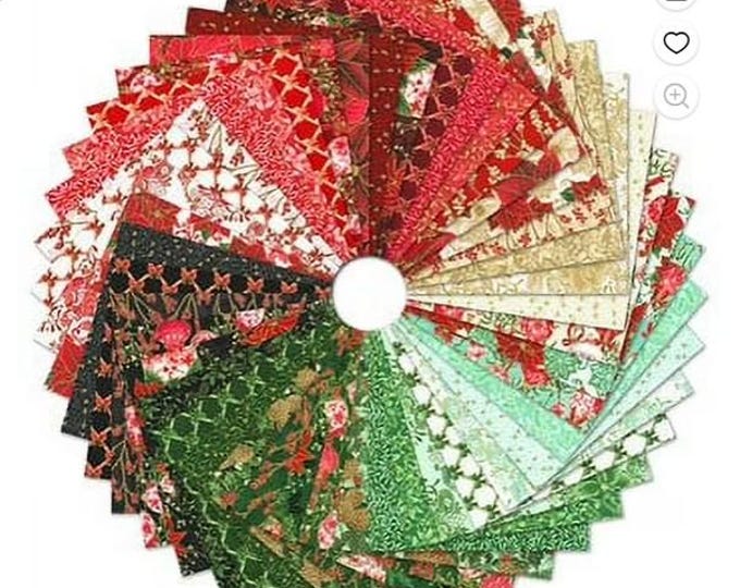 FABRIC Holiday Flourish Peppermint Twist CHRISTMAS 5" CHARM Pack 42 ...