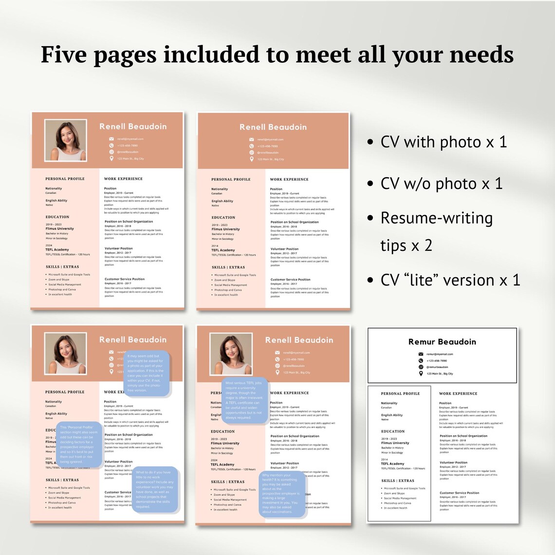 TEFL Resume Template Canva, Teaching Resume Template, Teacher Resume ...