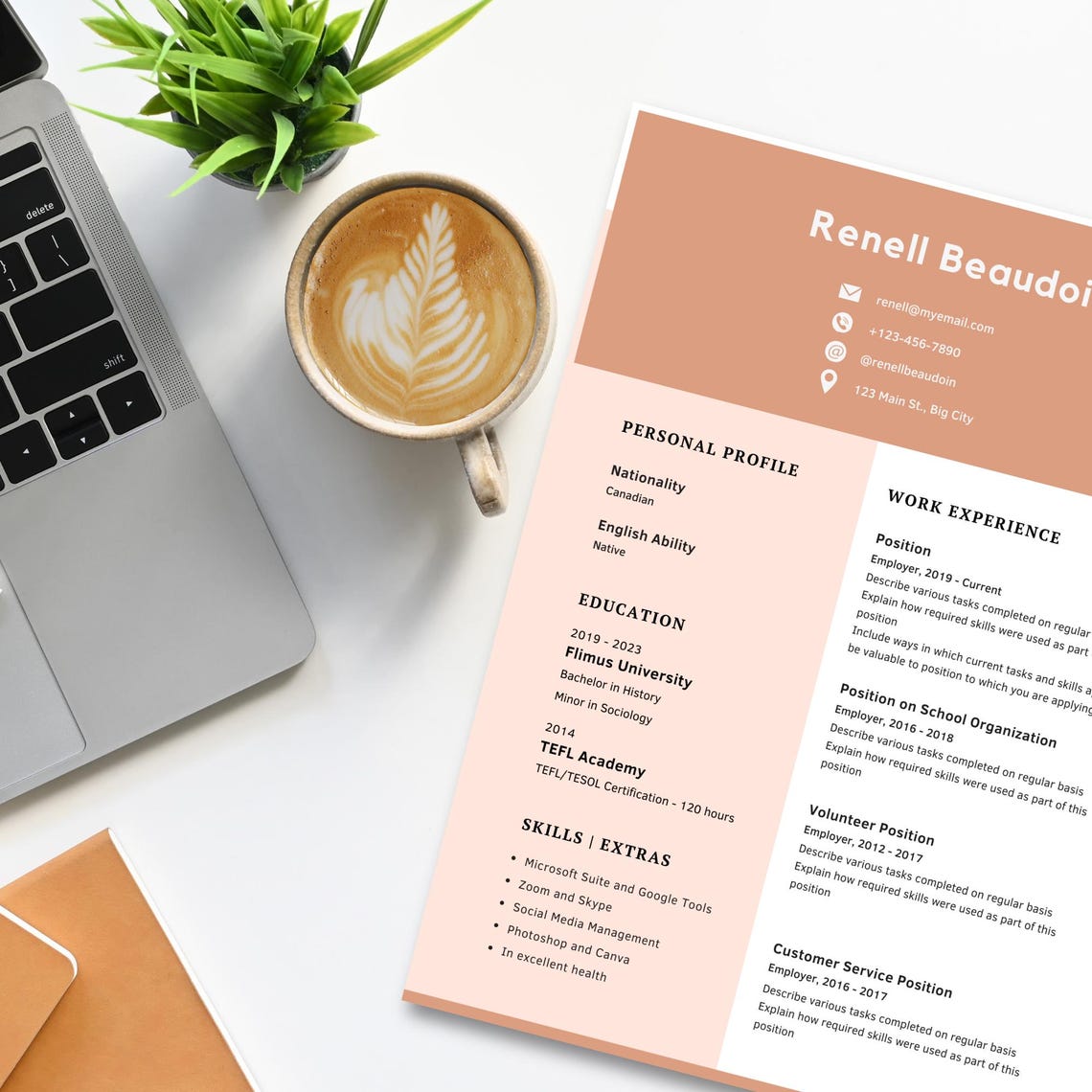 TEFL Resume Template Canva, Teaching Resume Template, Teacher Resume ...