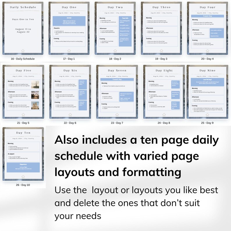 Editable Travel Planner Template European Travel Planner Printable ...