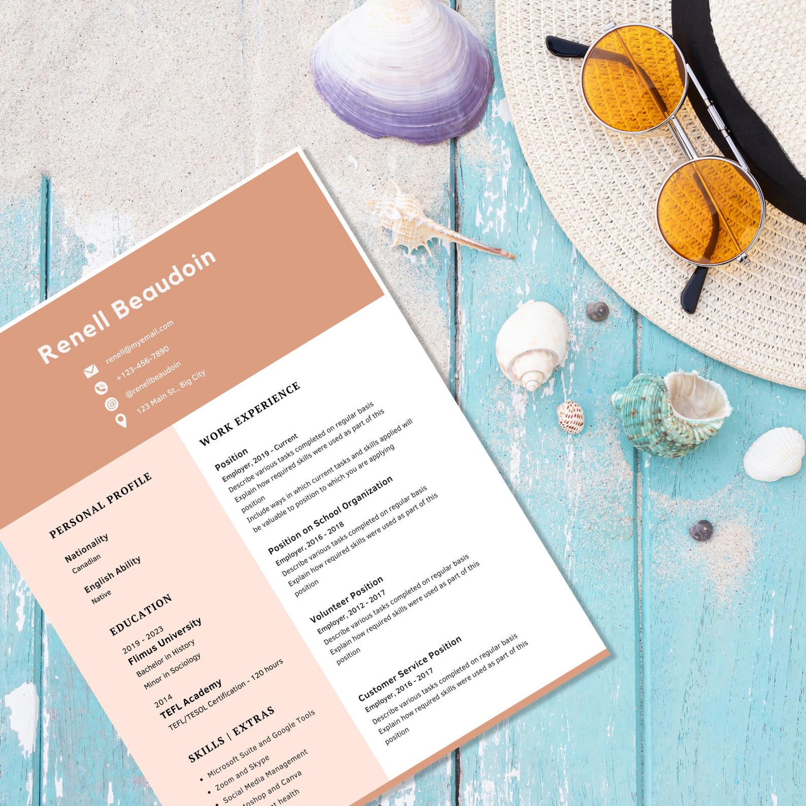 TEFL Resume Template Canva, Teaching Resume Template, Teacher Resume ...