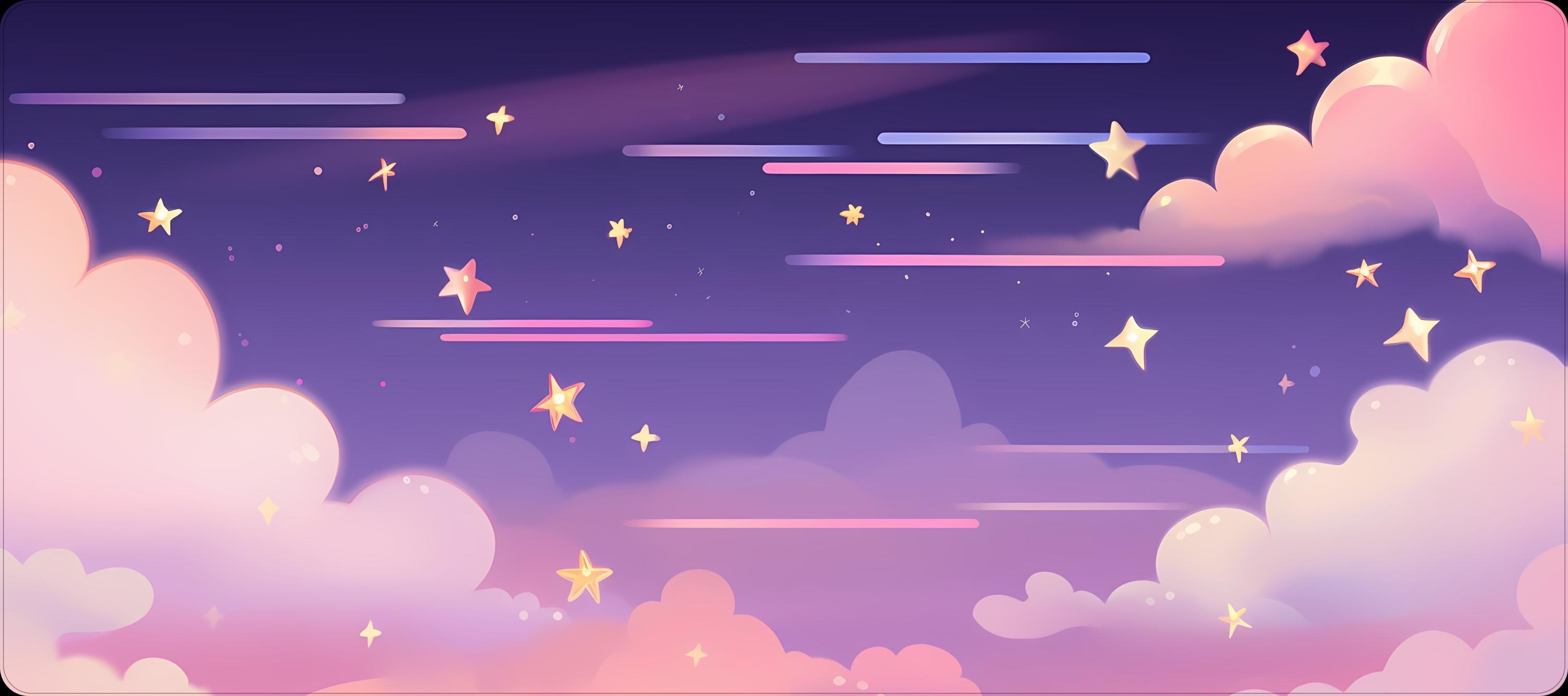 Purple Space Deskmat Large Aesthetic Pink Starry Sky Mousepad for ...