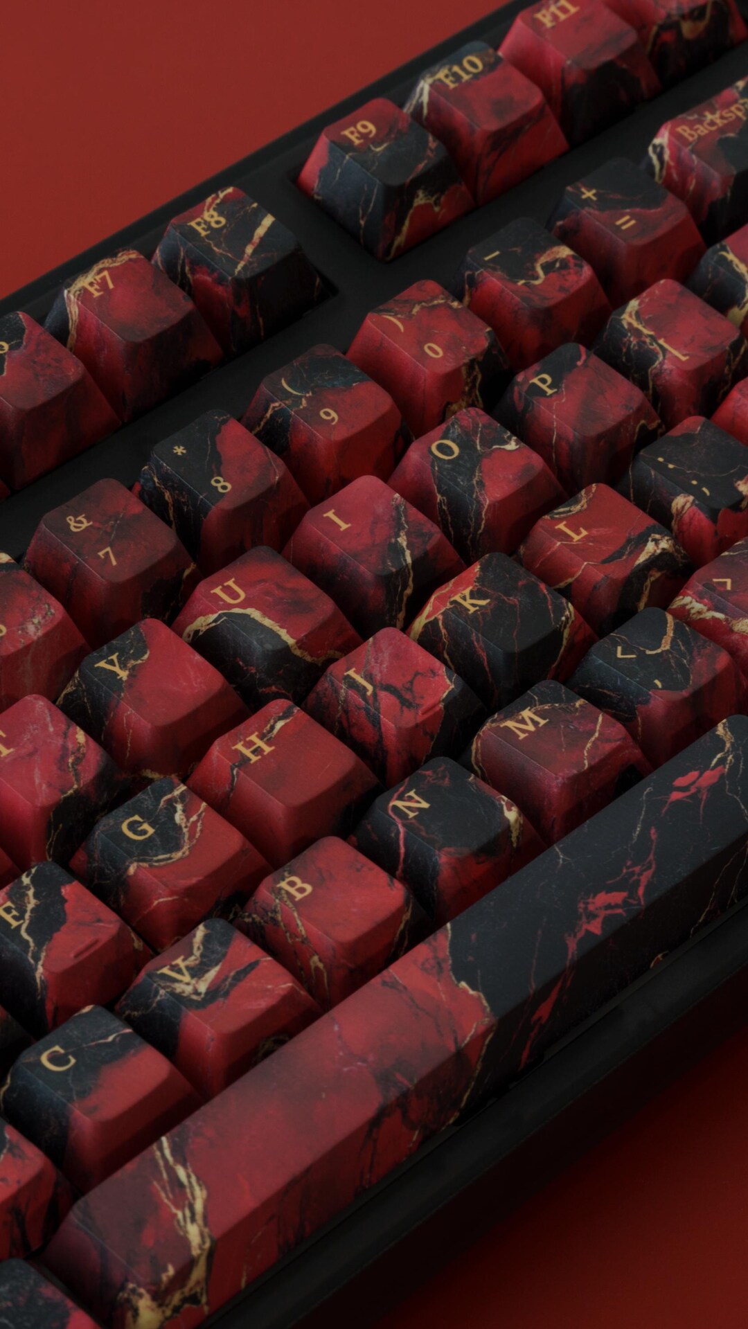 Red Marble Keycaps | 109 Cherry Profile Keys for Mechanical Keyboards ...