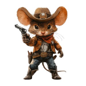 Cute Cowboy Mouse Clipart Bundle, Western Cartoon Digital Download ...