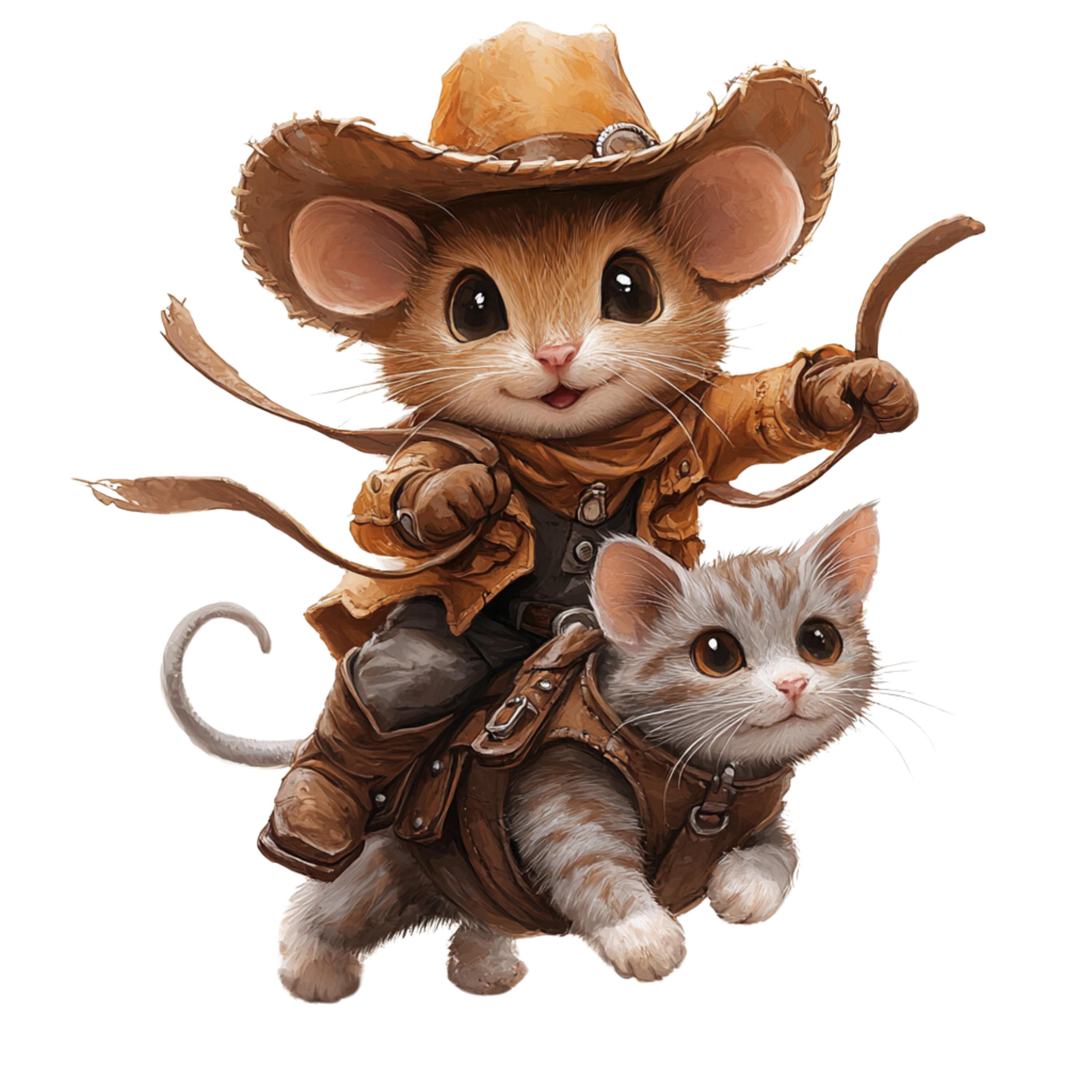 Cute Cowboy Mouse Clipart Bundle, Western Cartoon Digital Download ...