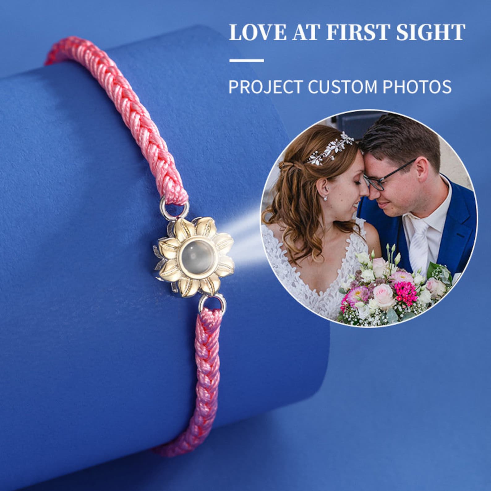 Photo Projection Bracelet,personalized Photo Projection Sunflower Charm ...