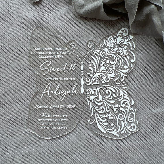 Butterfly Acrylic Invitations Acrylic Quinceañera Invitation - Etsy