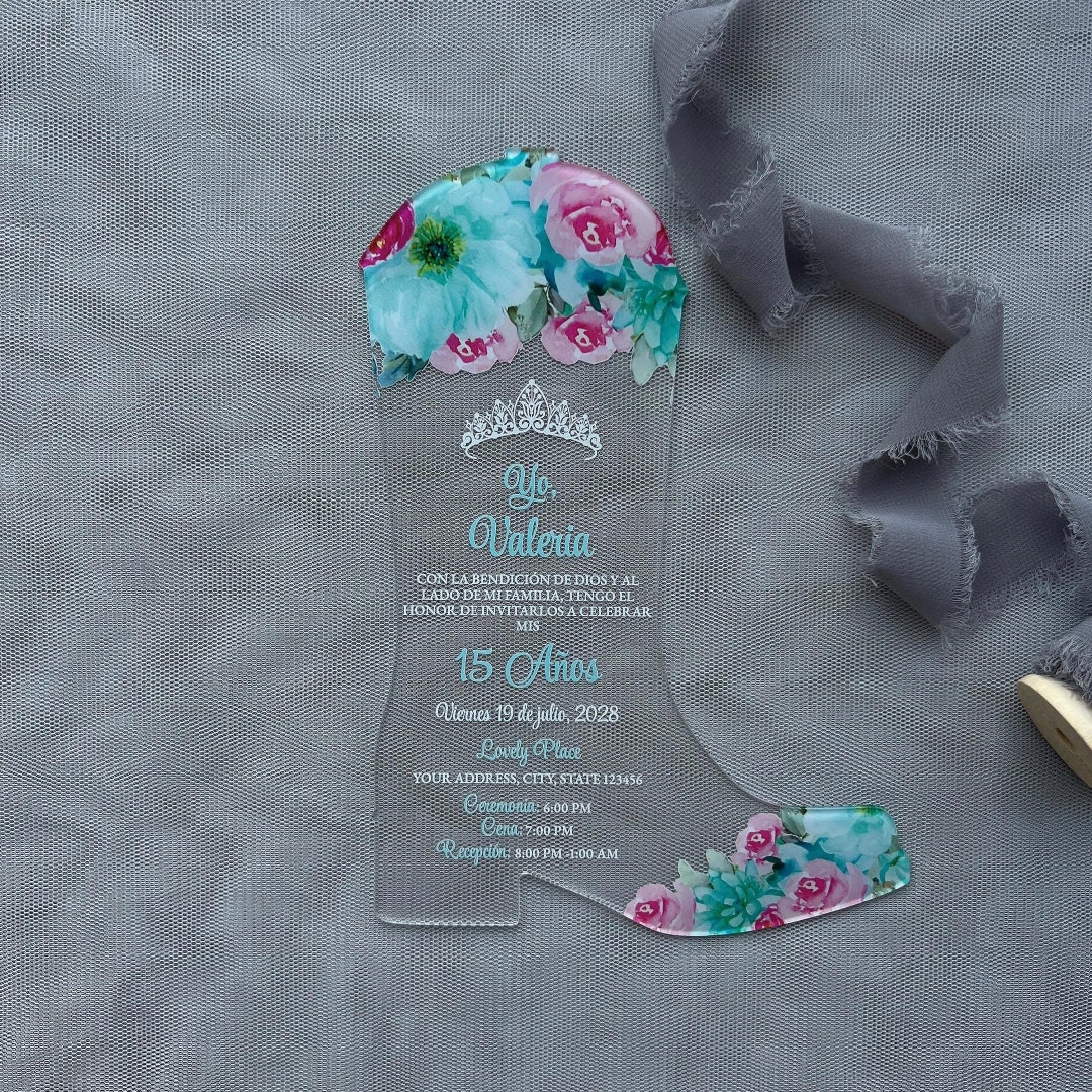 Invitación de quinceañera en acrílico, invitación de vaquera rosa ...