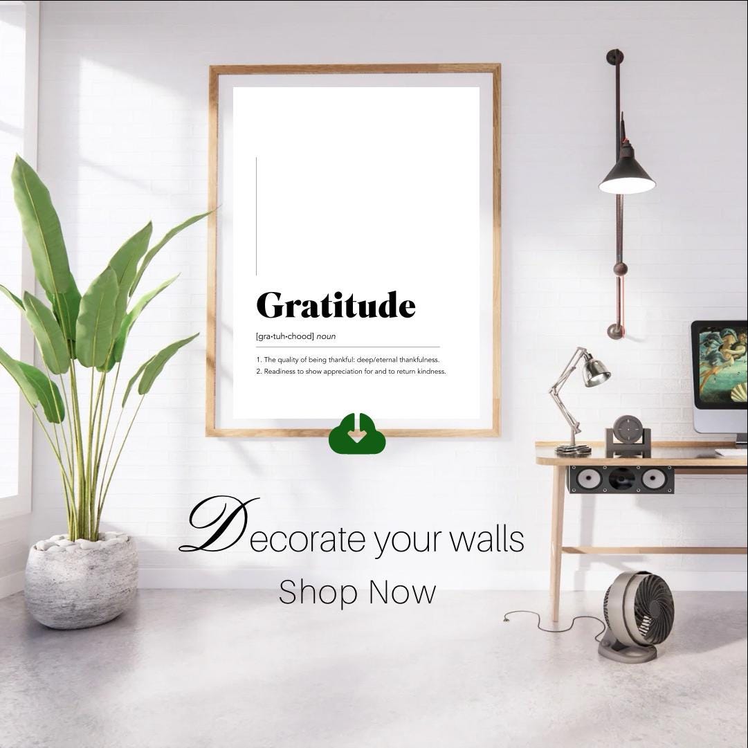 Gratitude Definition Print, Gratitude Sign Print, Gratitude Digital ...