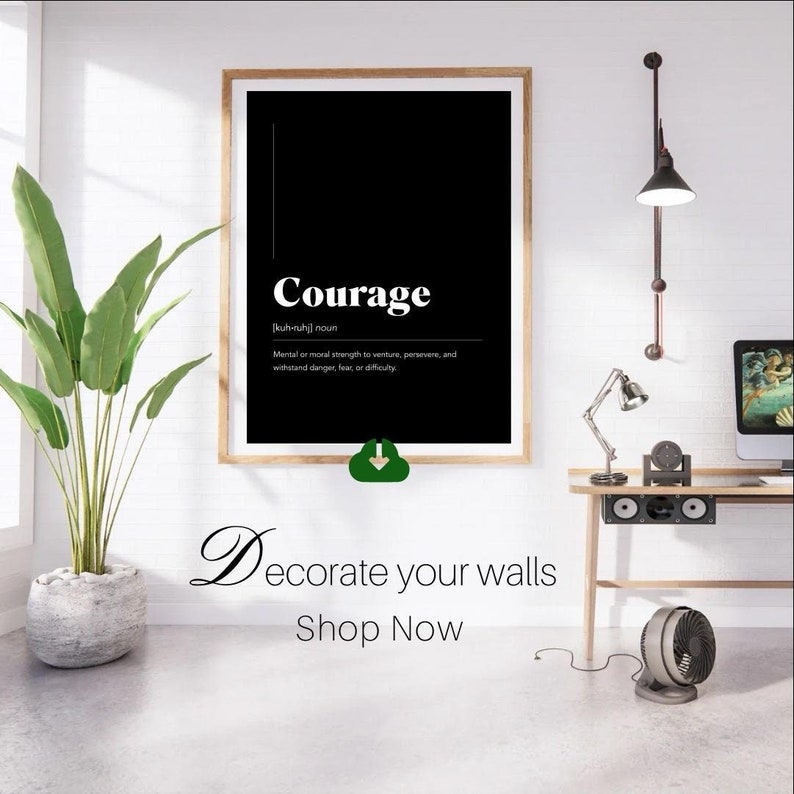 Courage Definition Print, Courage Sign Print, Courage Digital Prints ...