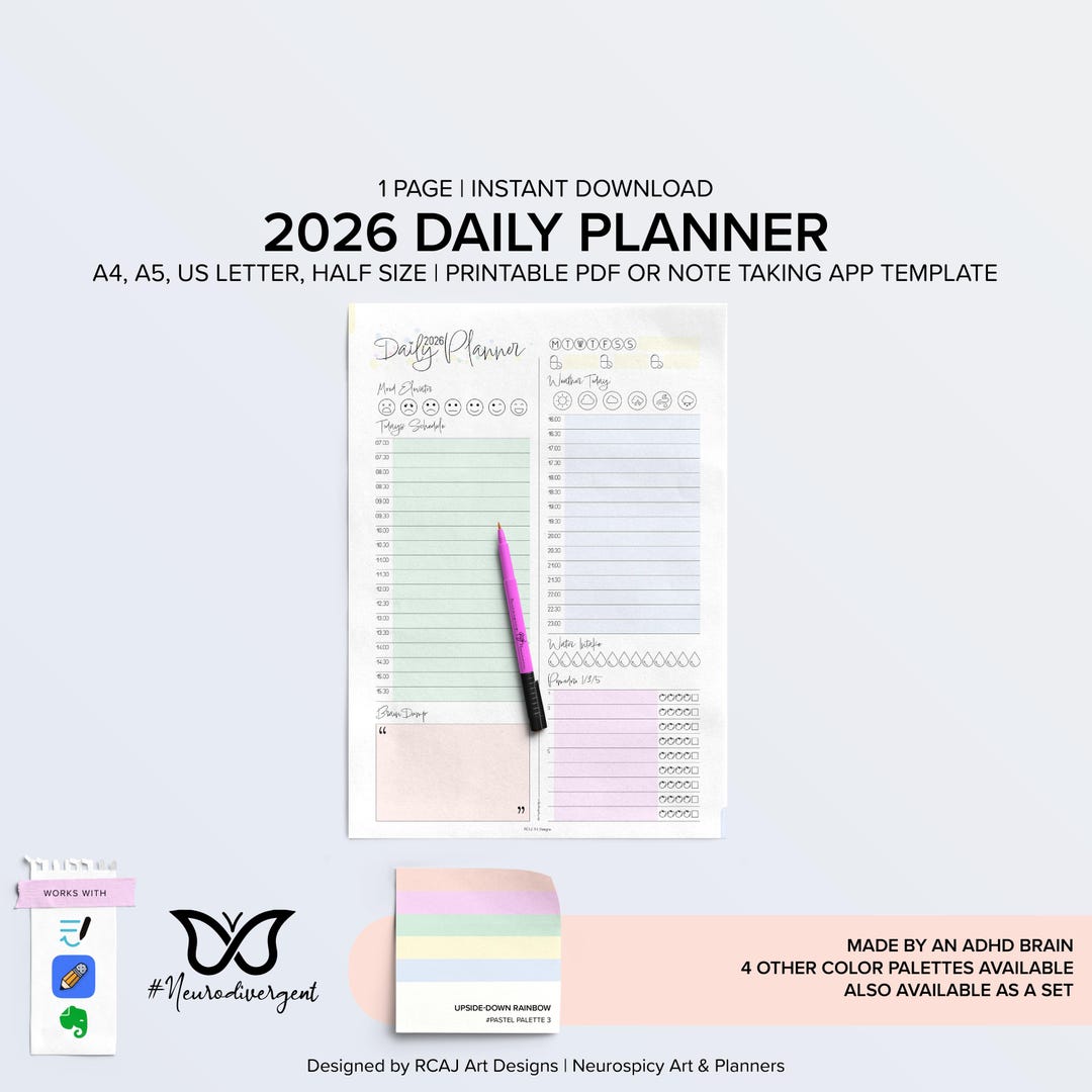 2026 Digital Daily Planner Printable Goodnotes Productivity Daily ...