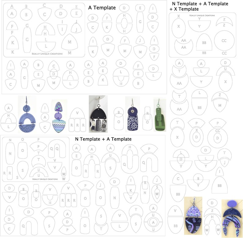 Earring Templates - Polymer Clay Templates - Metal Clay Templates ...