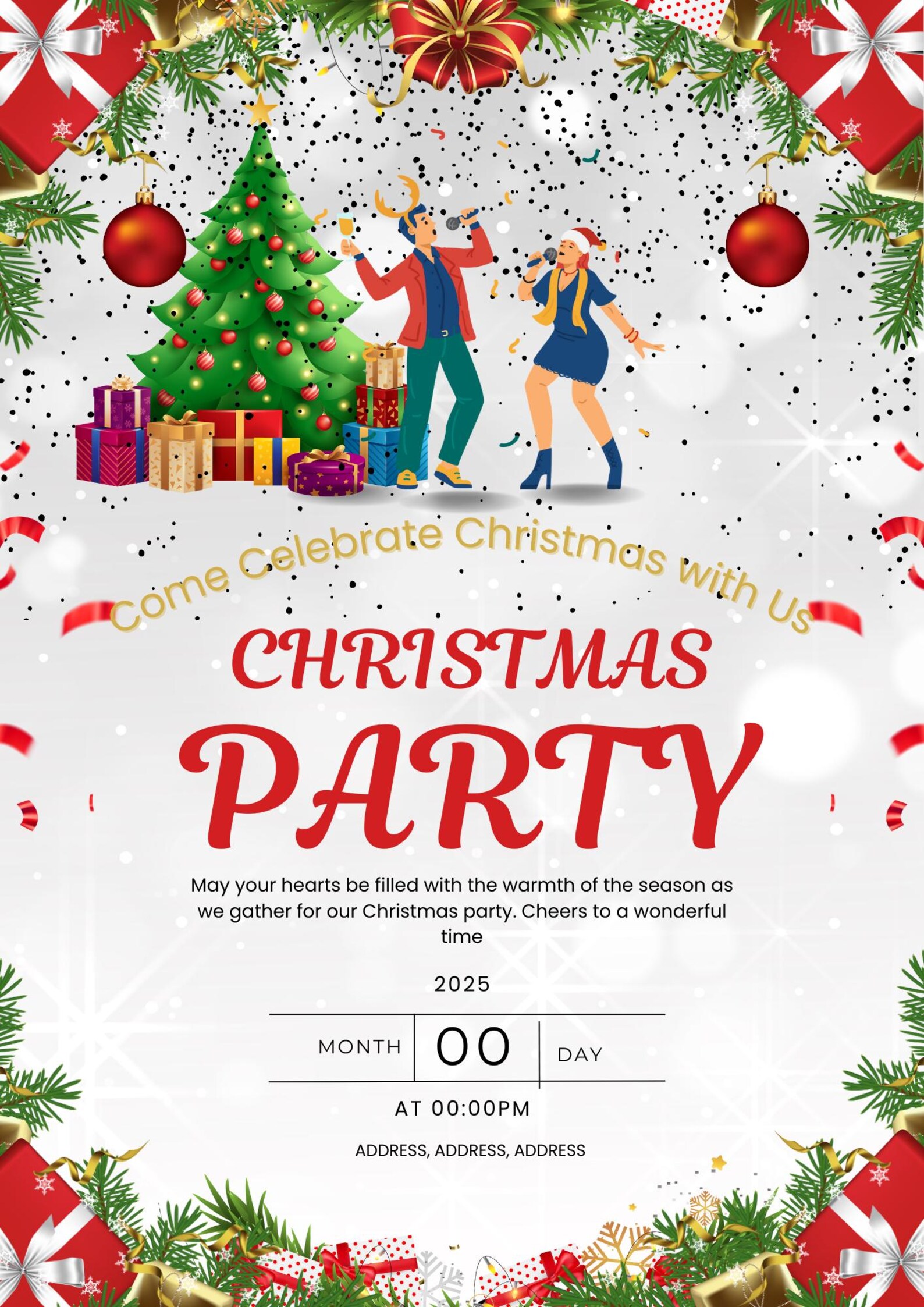 Christmas Party Poster, Invitation, Customizable Invite, Wall Poster ...