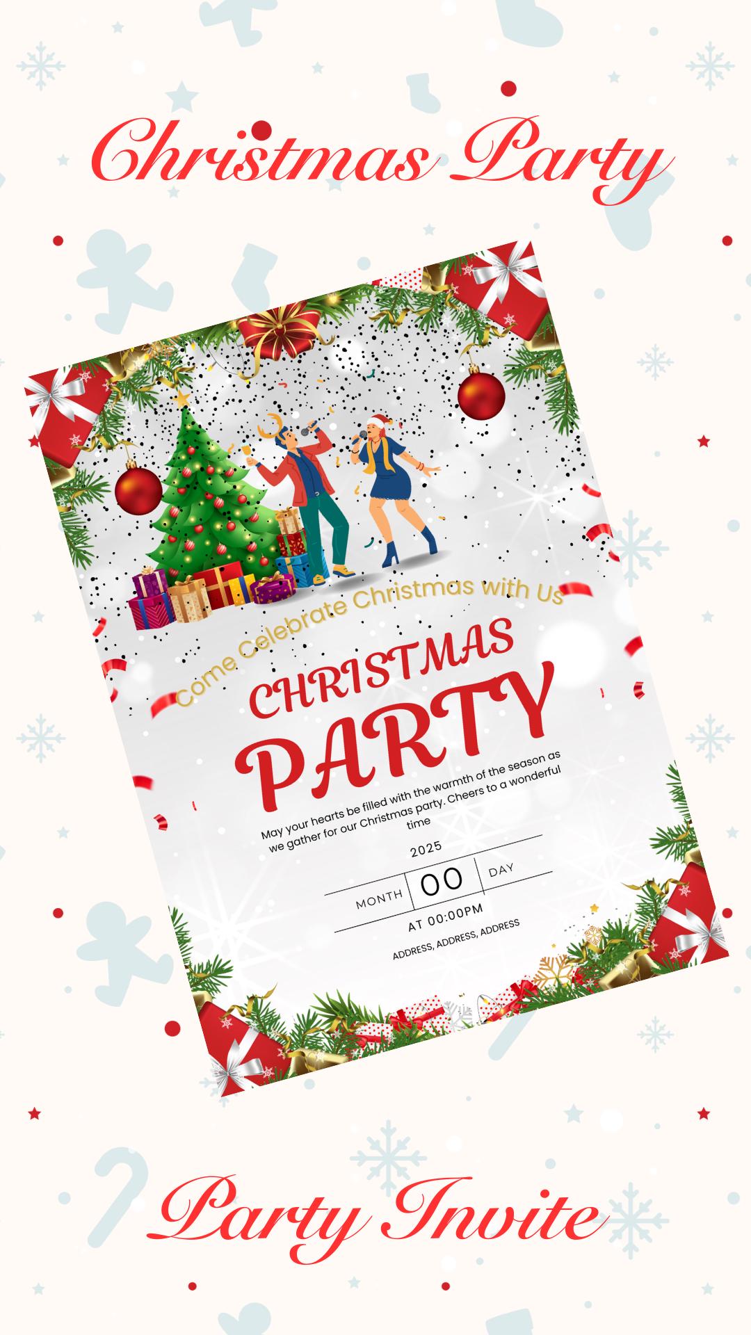 Christmas Party Poster, Invitation, Customizable Invite, Wall Poster ...
