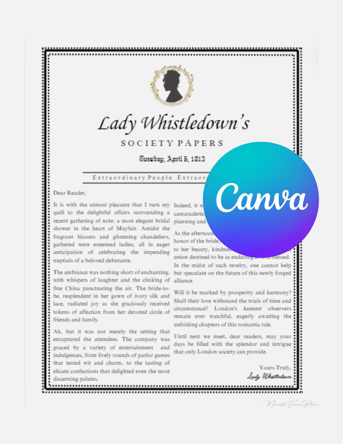 Bridgerton Bridal Shower Invitation: Lady Whistledown Letter ...