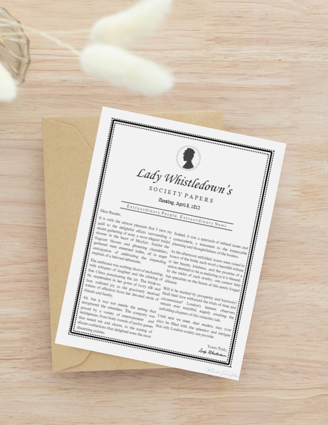 Bridgerton Bridal Shower Invitation: Lady Whistledown Letter ...