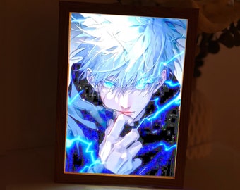 Demon Slayer LED Frame, Light-up Painting, Wall Art Light, Wooden Frame ...