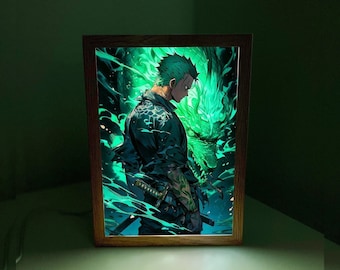 One Piece Luffy LED Frame, Light-up Painting, Wall Art Light, Wooden ...