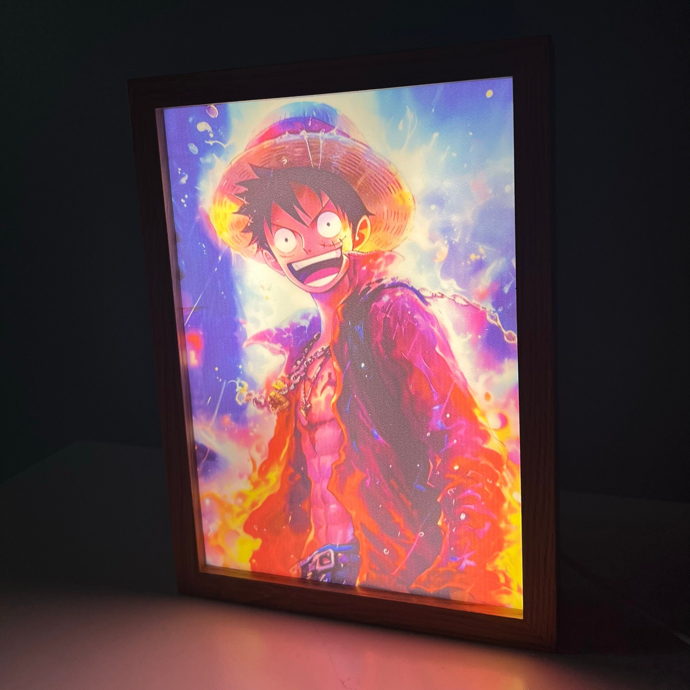 One Piece Luffy LED Frame, Light-up Painting, Wall Art Light, Wooden ...