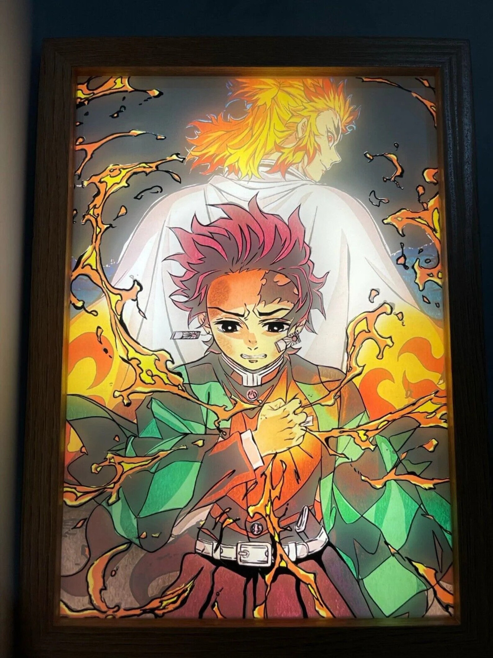 LED Frame Demon Slayer Light-up Painting, Wall Art Light, Wooden Frame ...