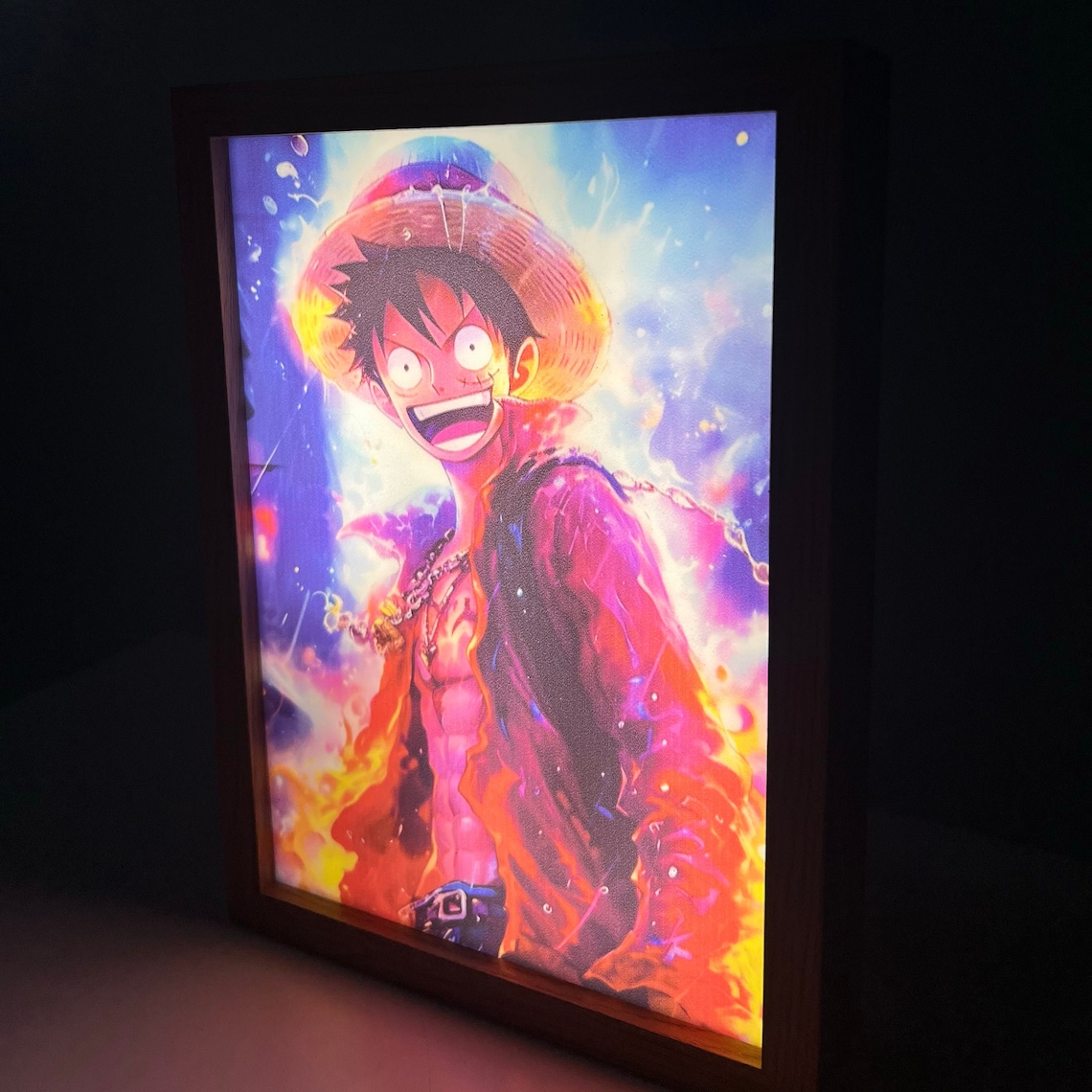 One Piece Luffy LED Frame, Light-up Painting, Wall Art Light, Wooden ...