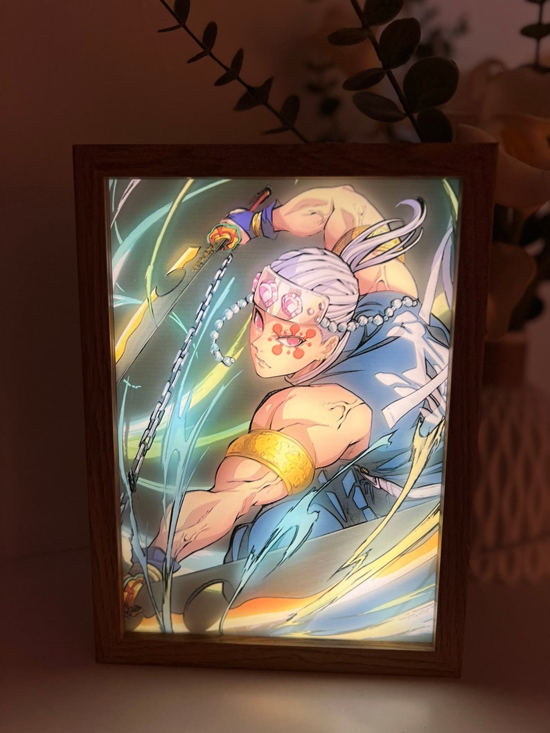 Demon Slayer LED Frame, Light-up Painting, Wall Art Light, Wooden Frame ...