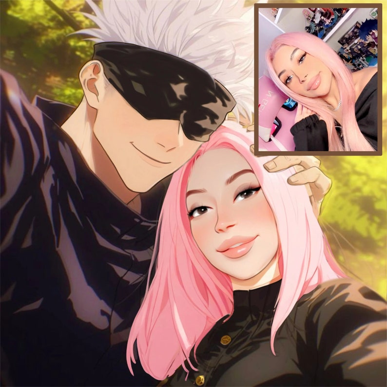 Custom Gojo Portrait, Personalised Cartoon Illustration, Anime Lovers ...