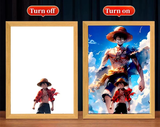 One Piece Luffy LED Frame, Light-up Painting, Wall Art Light, Wooden ...