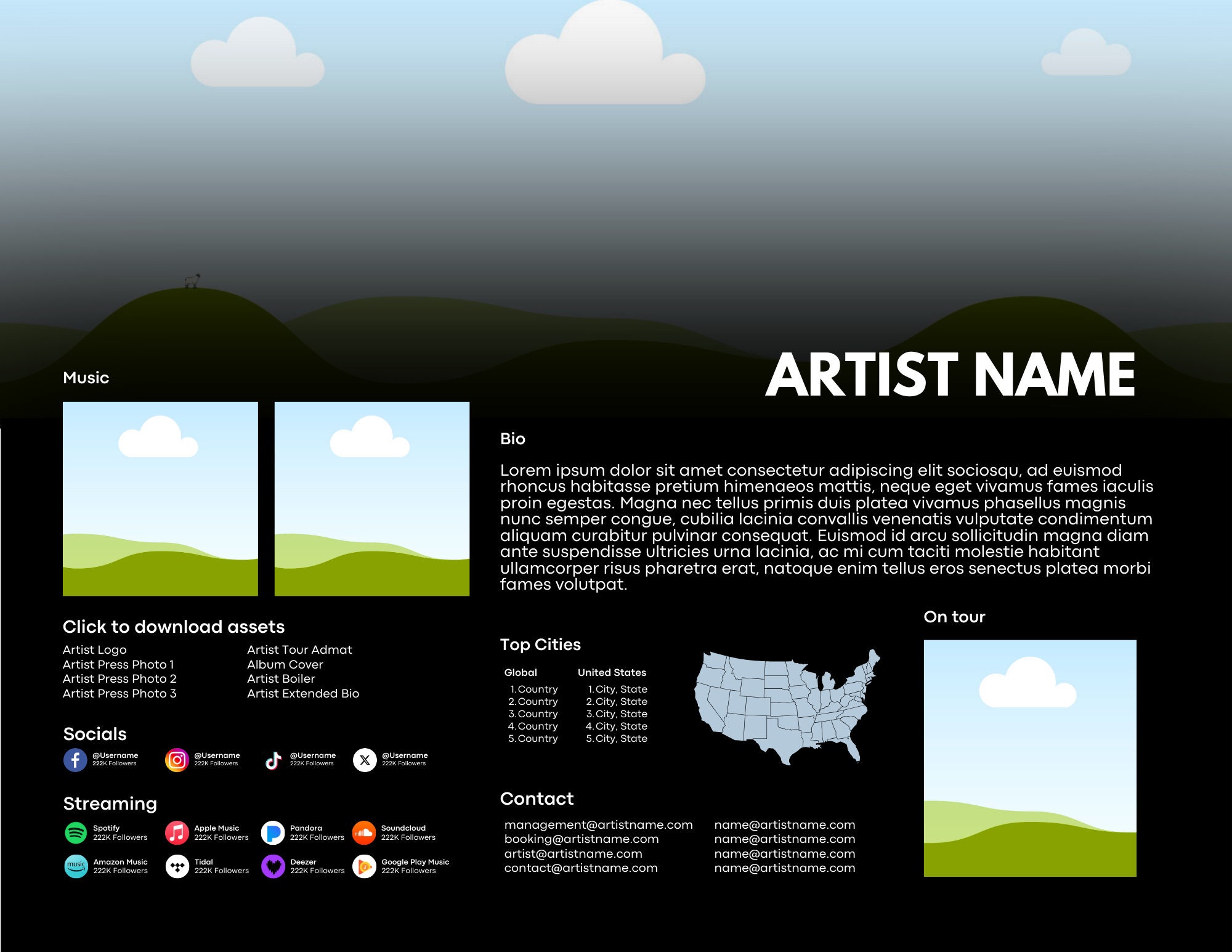 Artist One Sheet Template - Etsy