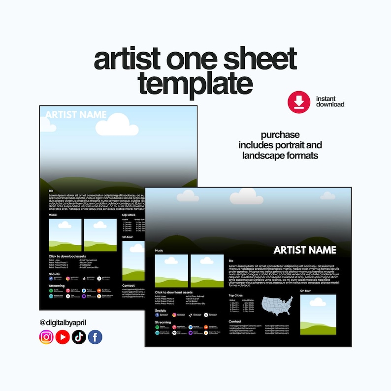 Artist One Sheet Template - Etsy