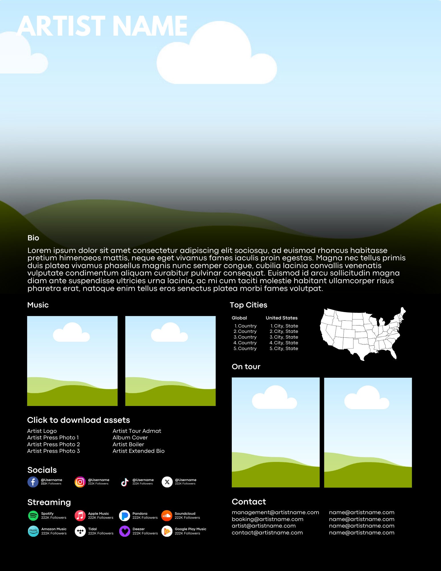 Artist One Sheet Template - Etsy