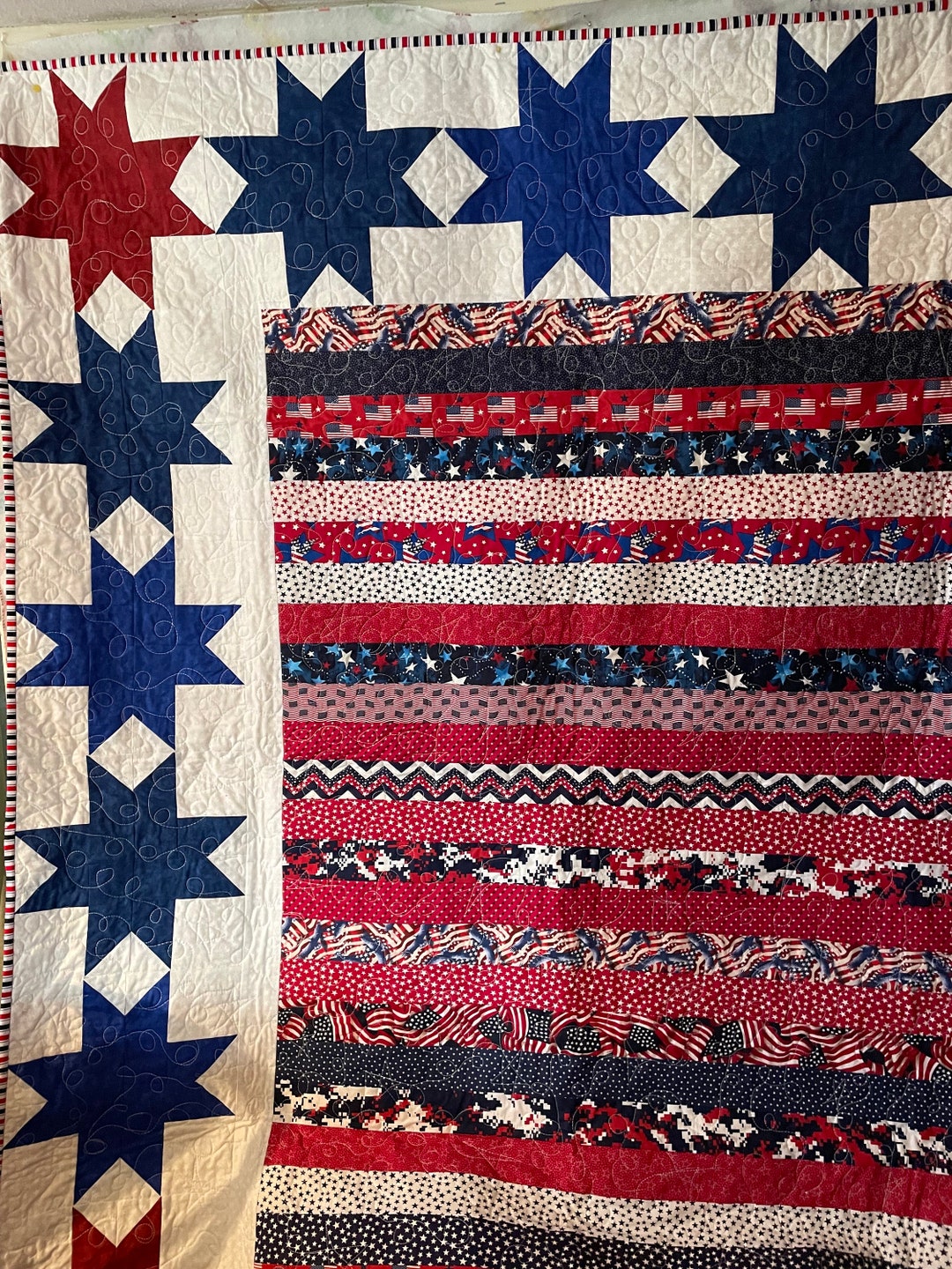 Throw Quilt, Couch Quilt, Stars and Stripes - Etsy